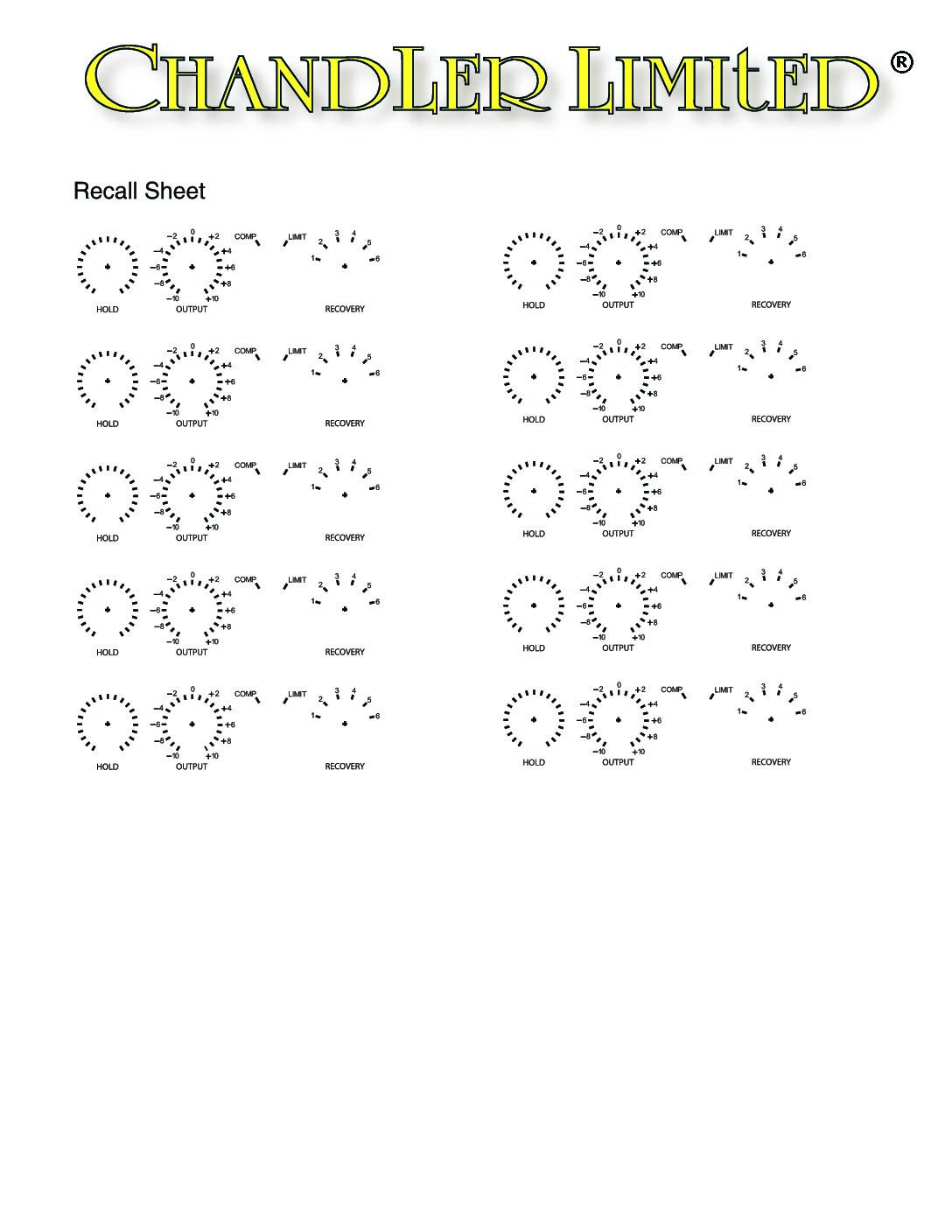 Chandler Limited TG1 Limiter Recall Sheet – Sonic Circus