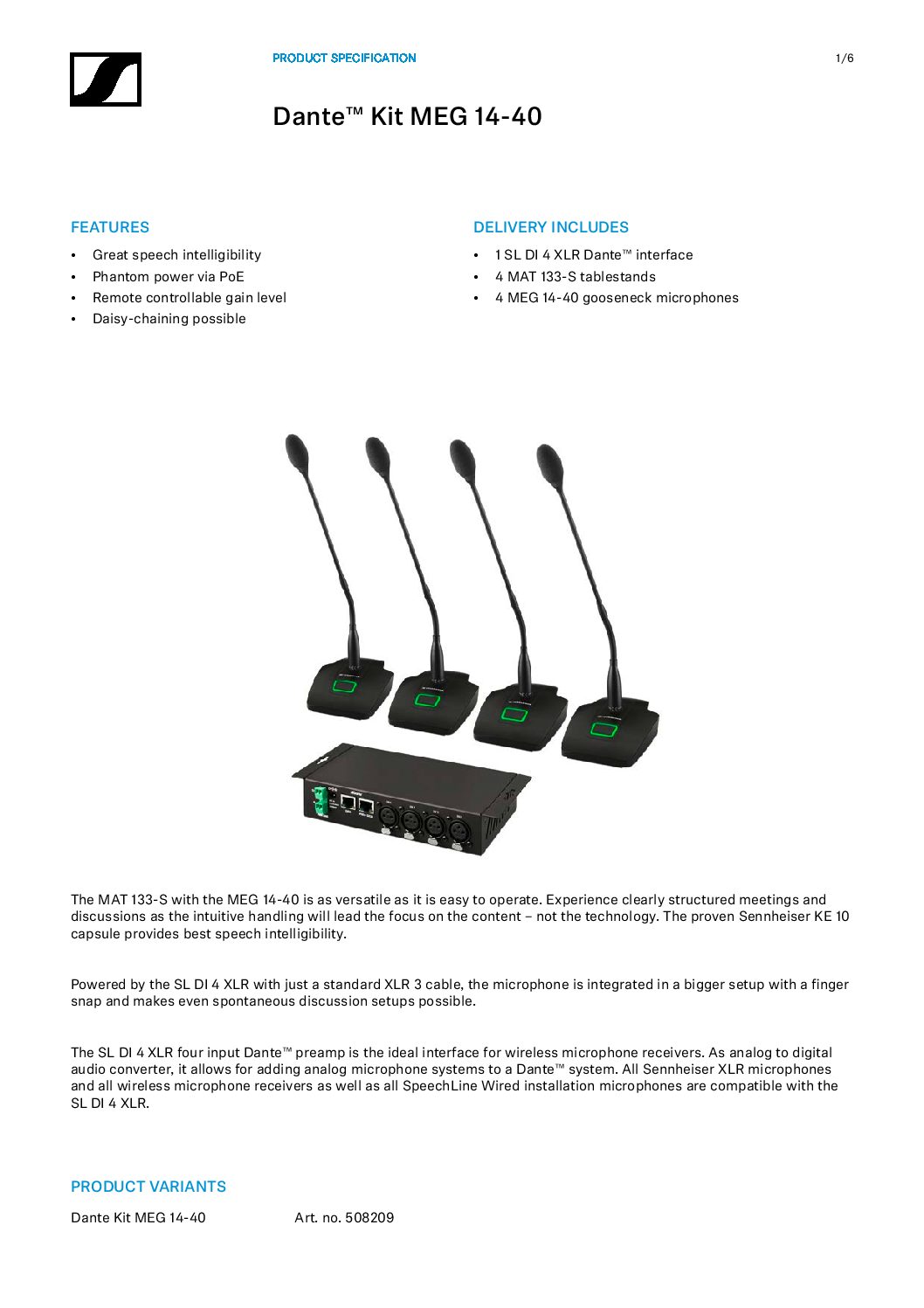 Sennheiser-MEG-Dante-Kit-Dante-Kit-MEG-14-40-Specification-Sheet ...