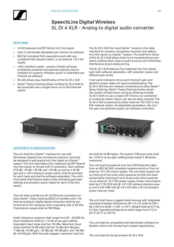 Sennheiser-SL-DI-4-XLR-Microphone-Receivers-Specification-Sheet – Sonic Circus