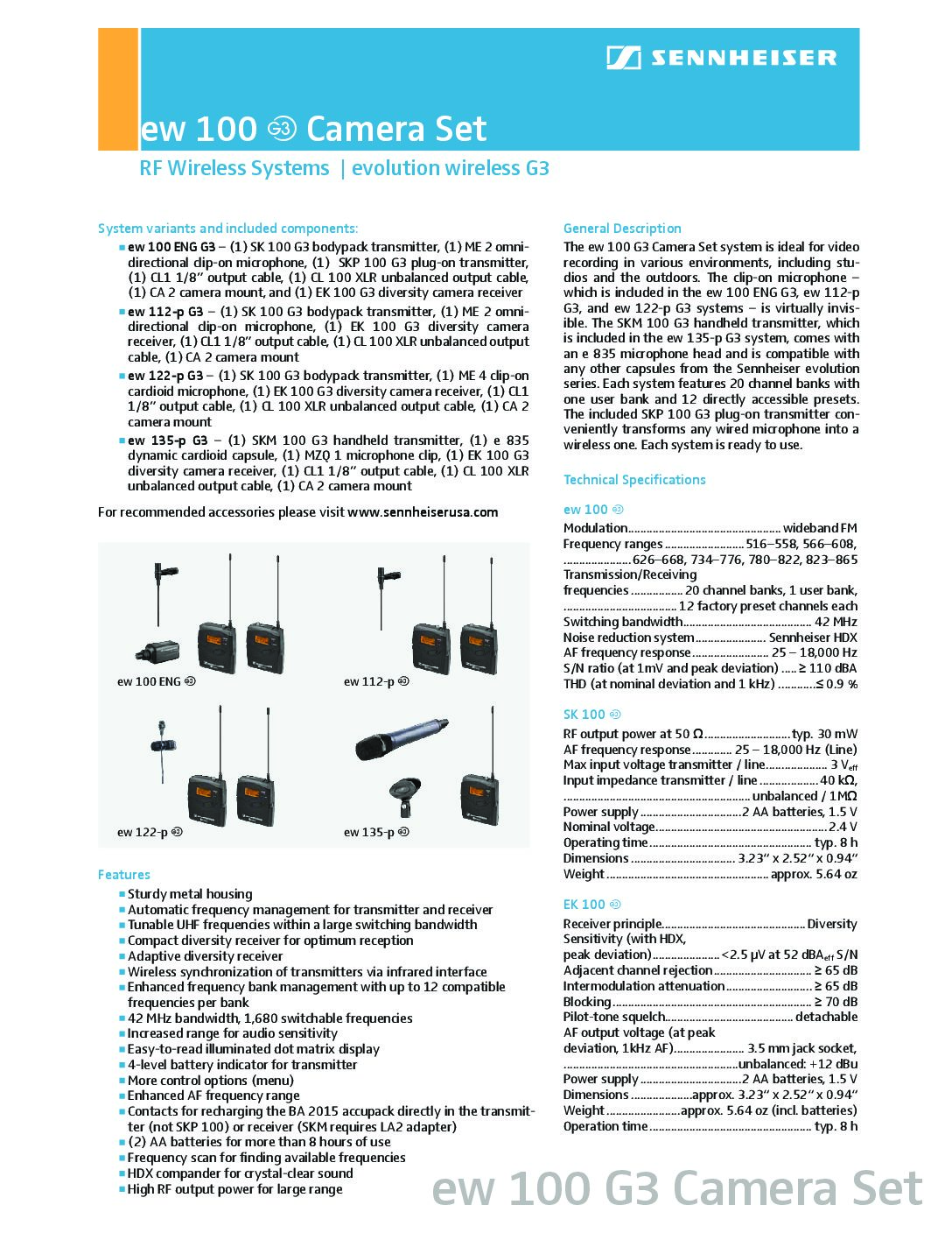Sennheiser-ew-100-ENG-G3-Lavalier-Wireless-Microphone-Set-Specification-Sheet – Sonic Circus